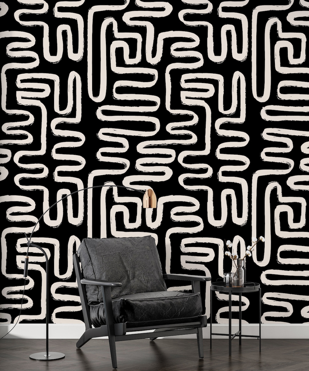 Abstract Wallpaper Peel and Stick | Minimalist Black and White Wall ...