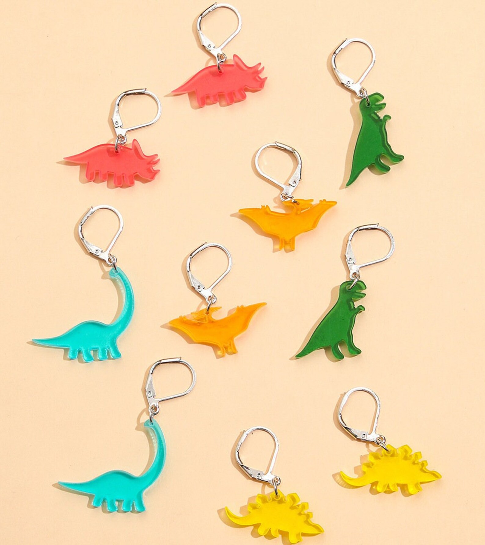 Set of 5 Pairs of Cute & Cheeky Fun Dinosaur Earrings - Etsy