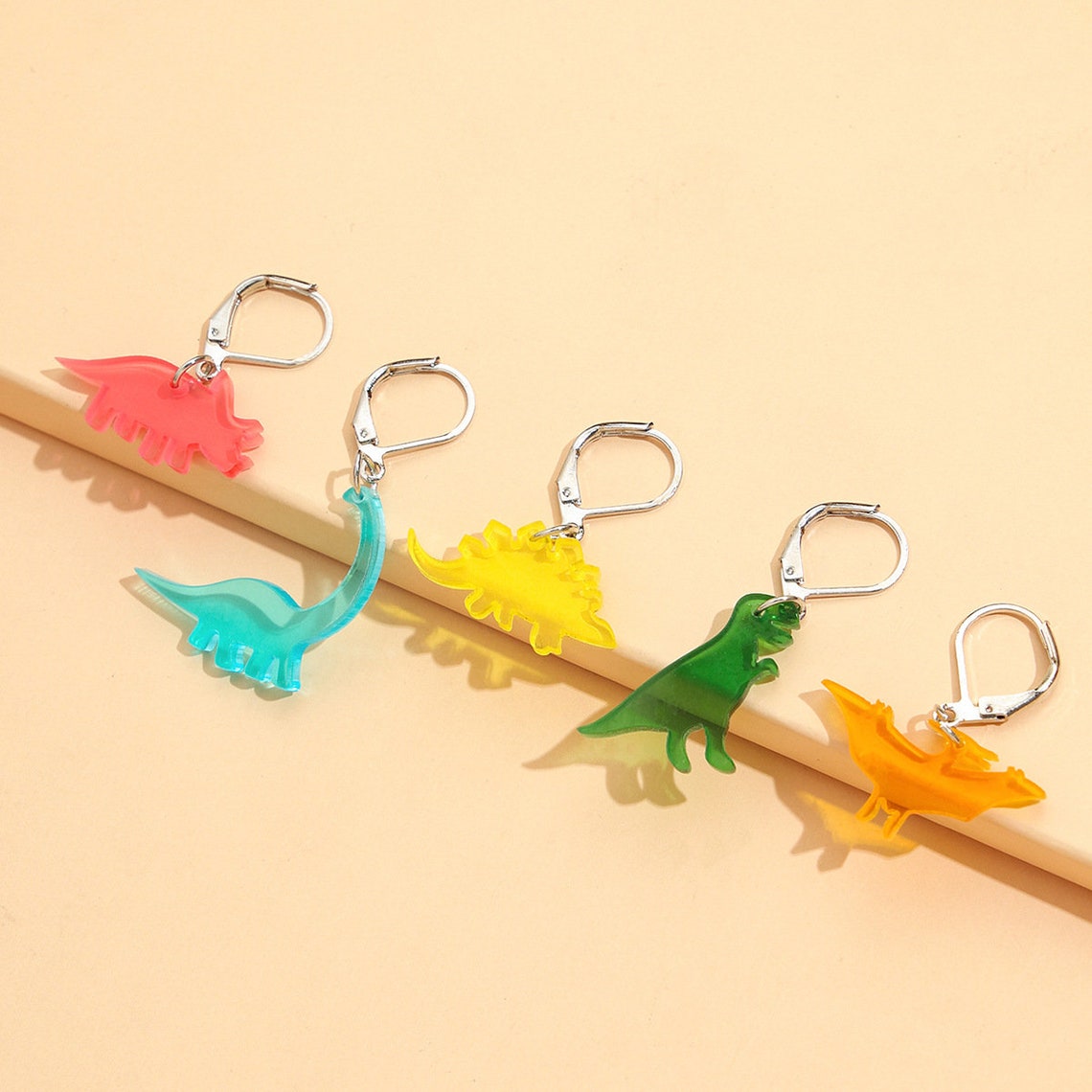 Set of 5 Pairs of Cute & Cheeky Fun Dinosaur Earrings - Etsy