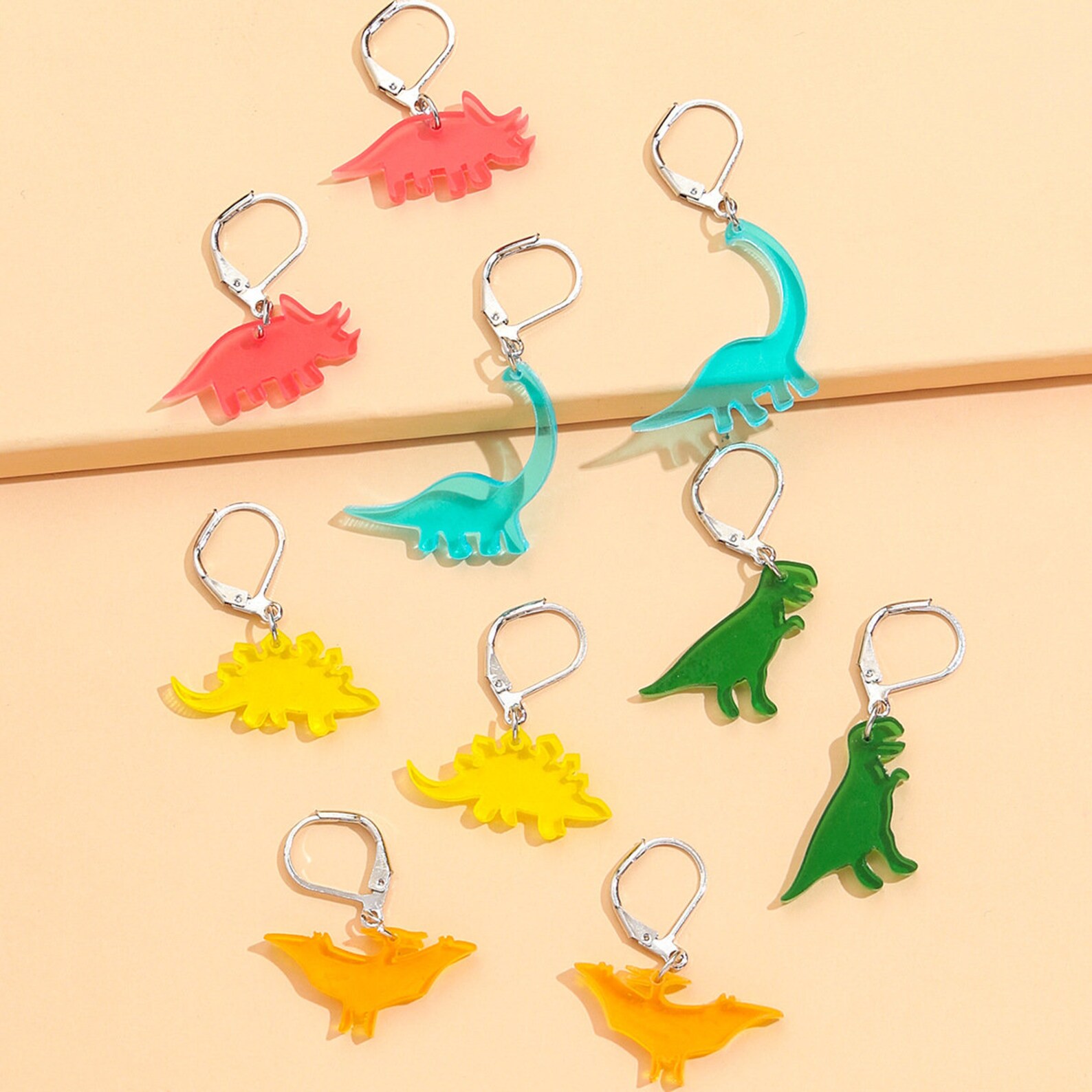 Set of 5 Pairs of Cute & Cheeky Fun Dinosaur Earrings - Etsy