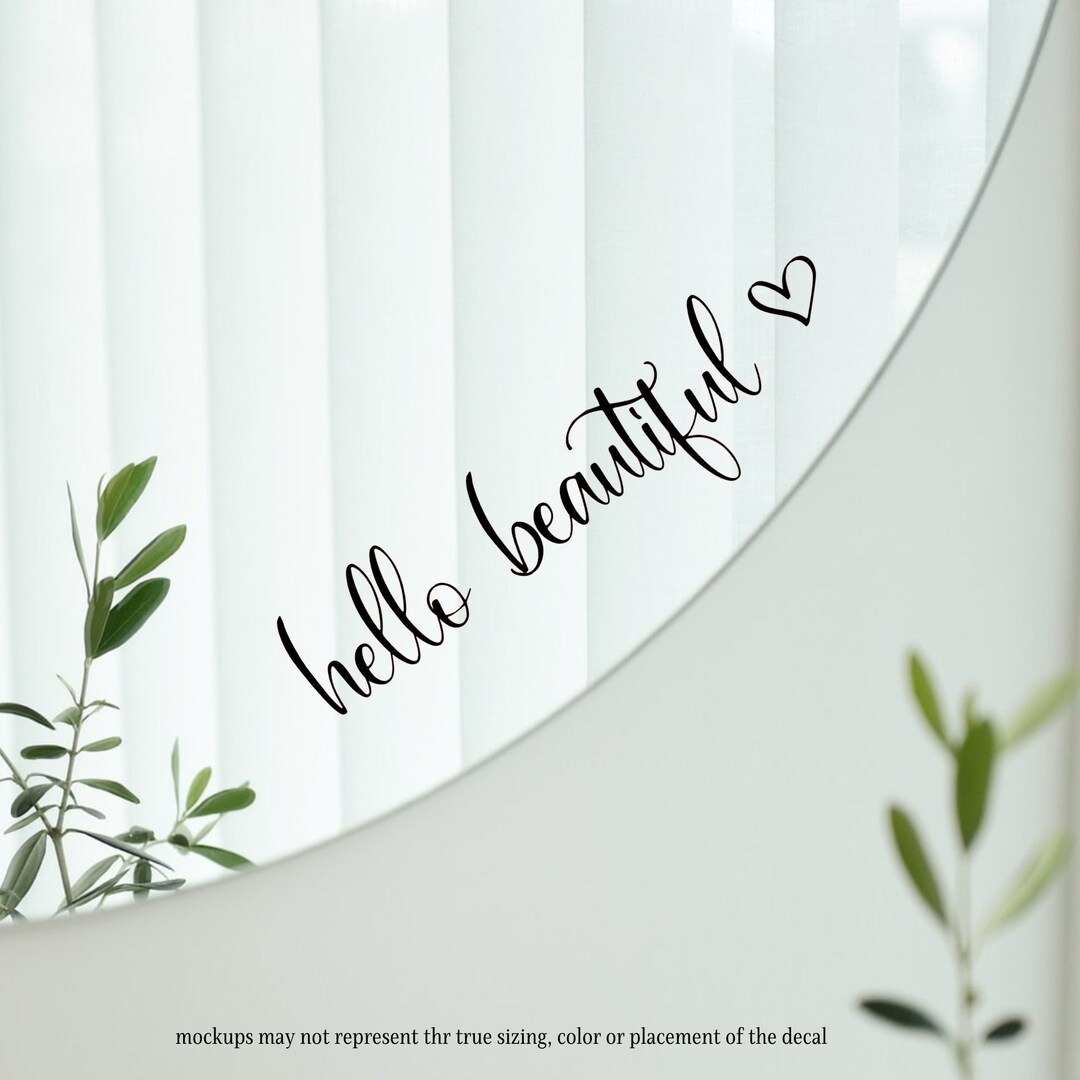 Hello Beautiful Mirror Decal Heart Sticker for Her Self Love Mirror ...