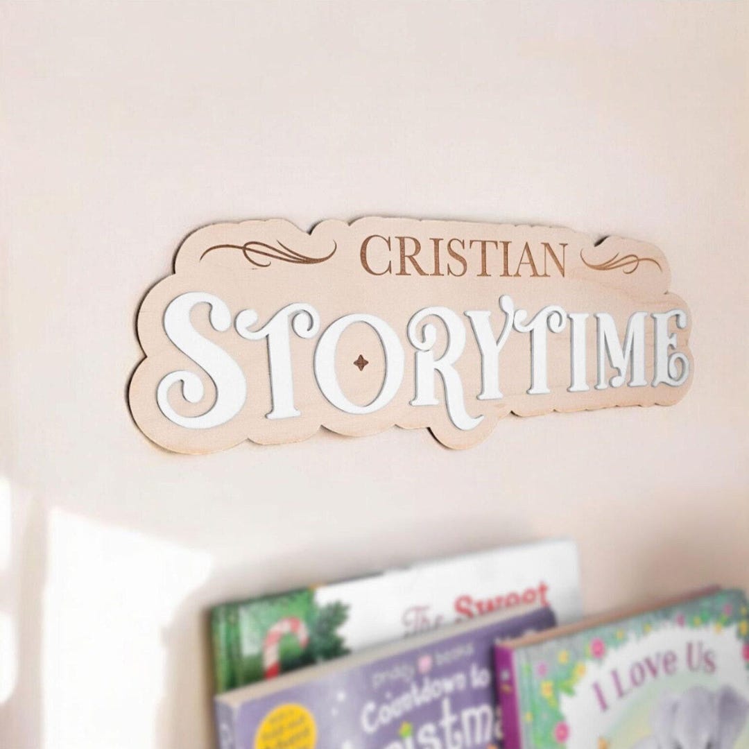 Kids Library Sign for Toddler Room Book Corner Decor Wall Hanging Story ...