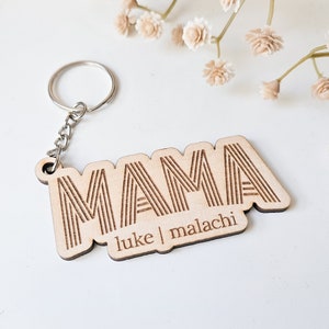 Retro Mama Keychain With Kids Names Personalized Mother's Day Gift ...