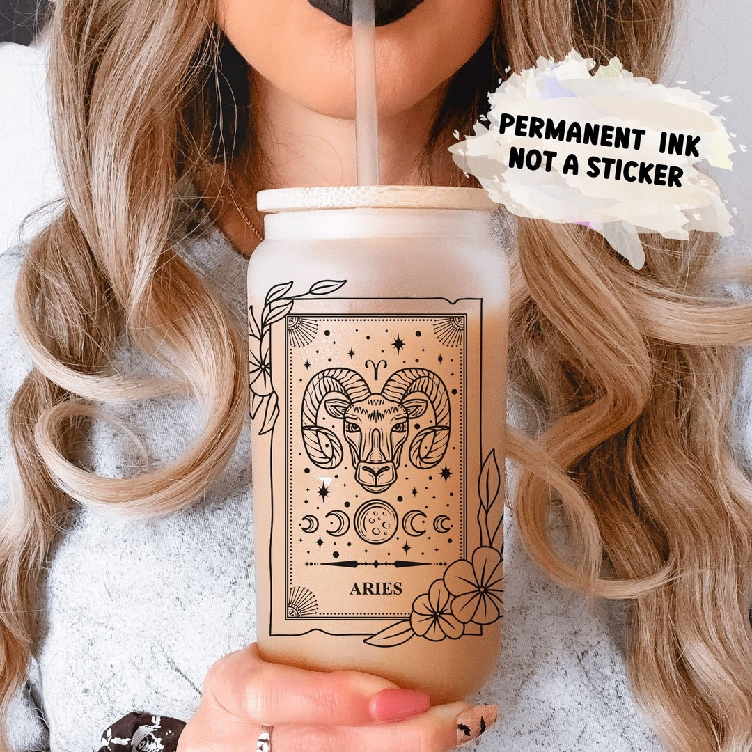 Zodiac Glass Cup Best Friend Gift Idea Celestial Glass Tumbler ...