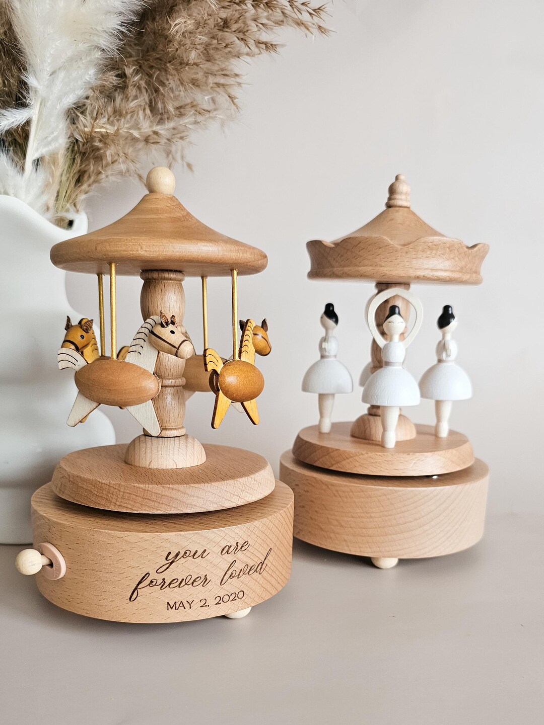 Personalized Music Carousel Box for Girl First Birthday Gift Musical ...