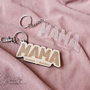 Retro Mama Keychain With Kids Names Personalized Mother's Day Gift ...