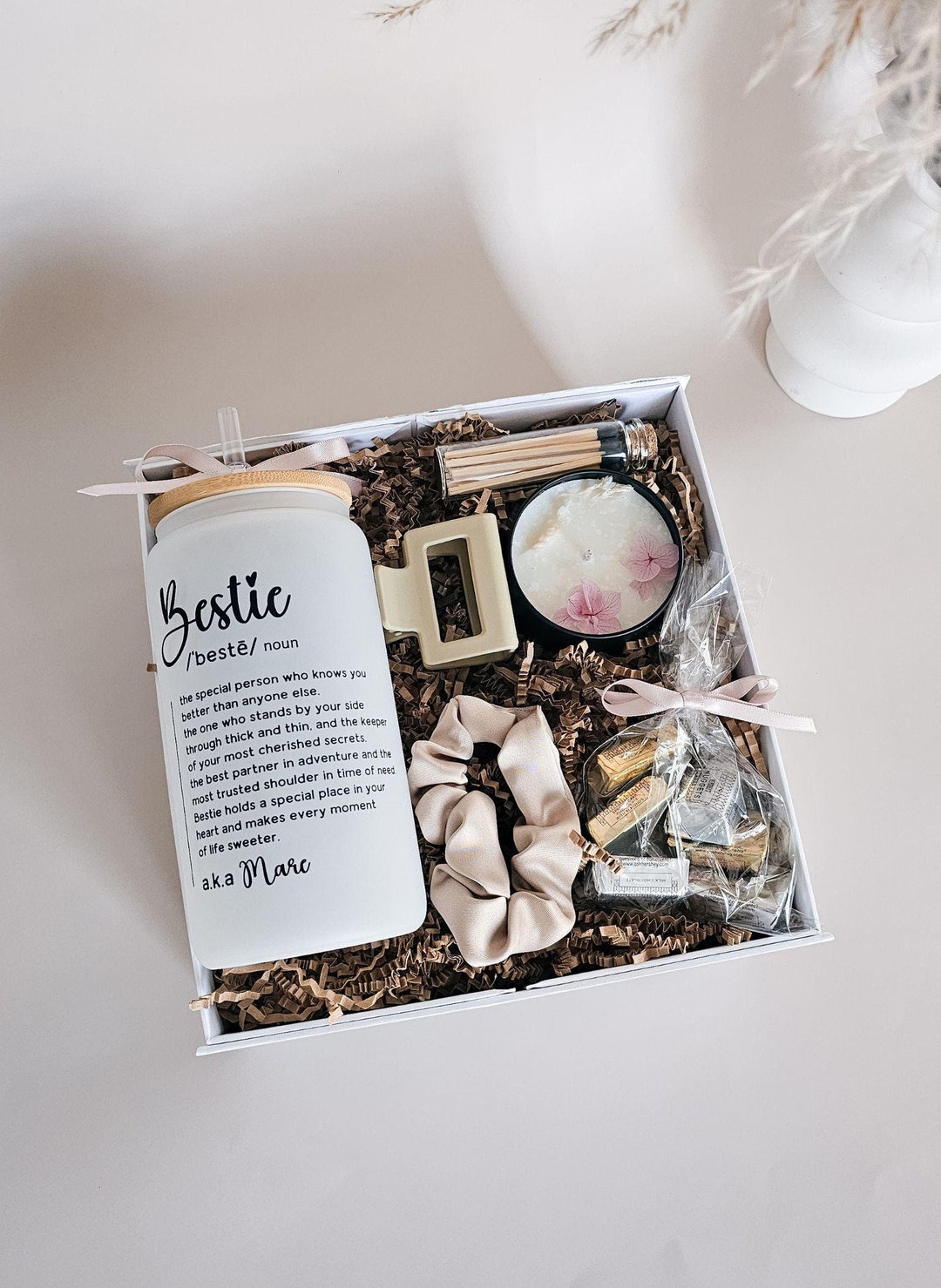Bestie Gift Box Best Friend Birthday Gift Personalized With Name Glass ...