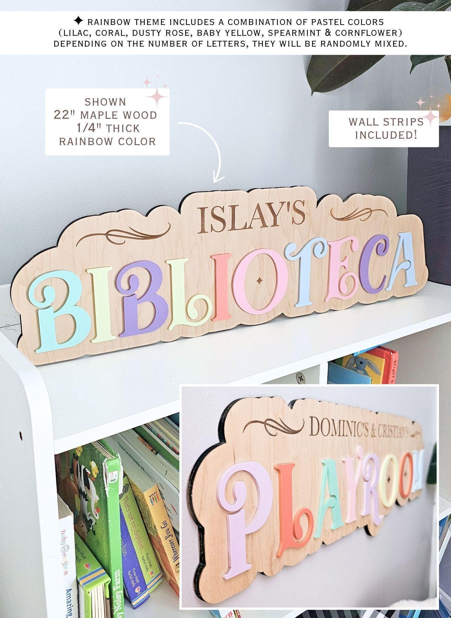 Library Custom Sign for Baby Room Reading Corner Decor Name Library ...