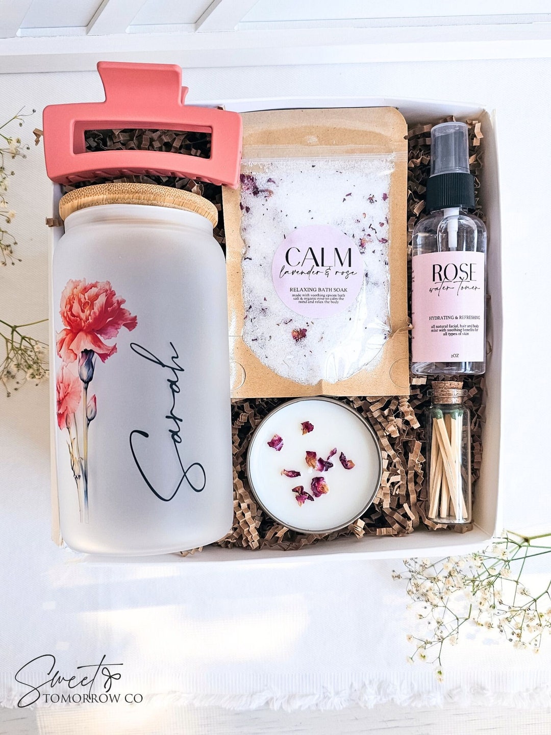 Personalized Birthday Gift Box for Women Birth Month Flower Gift Set ...