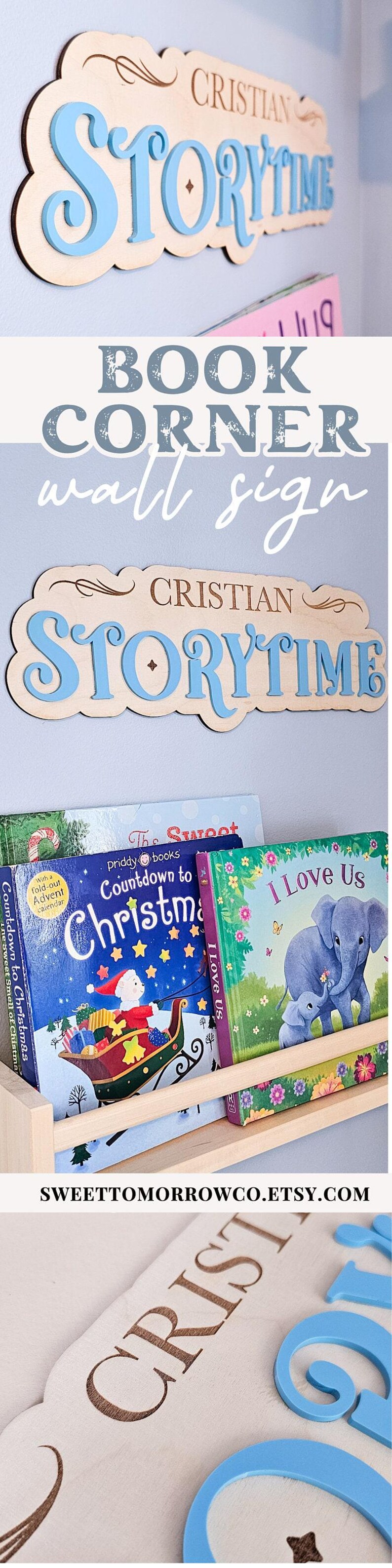 Storytime Sign for Kids Room Reading Wooden Sign for Toddler Boy Room ...
