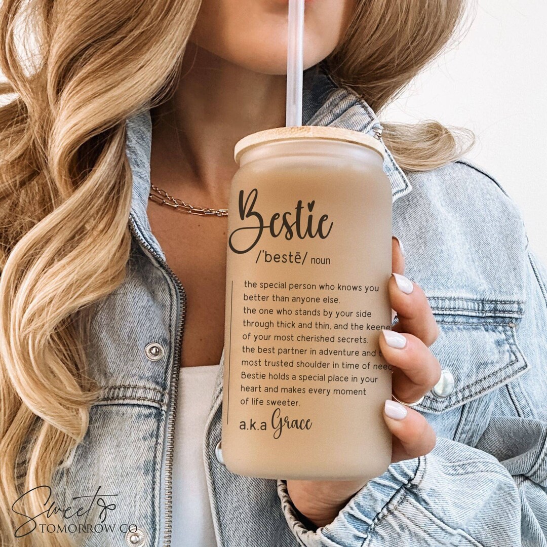 Bestie Glass Cup Personalized With Name Best Friend Gift Idea Friend's ...