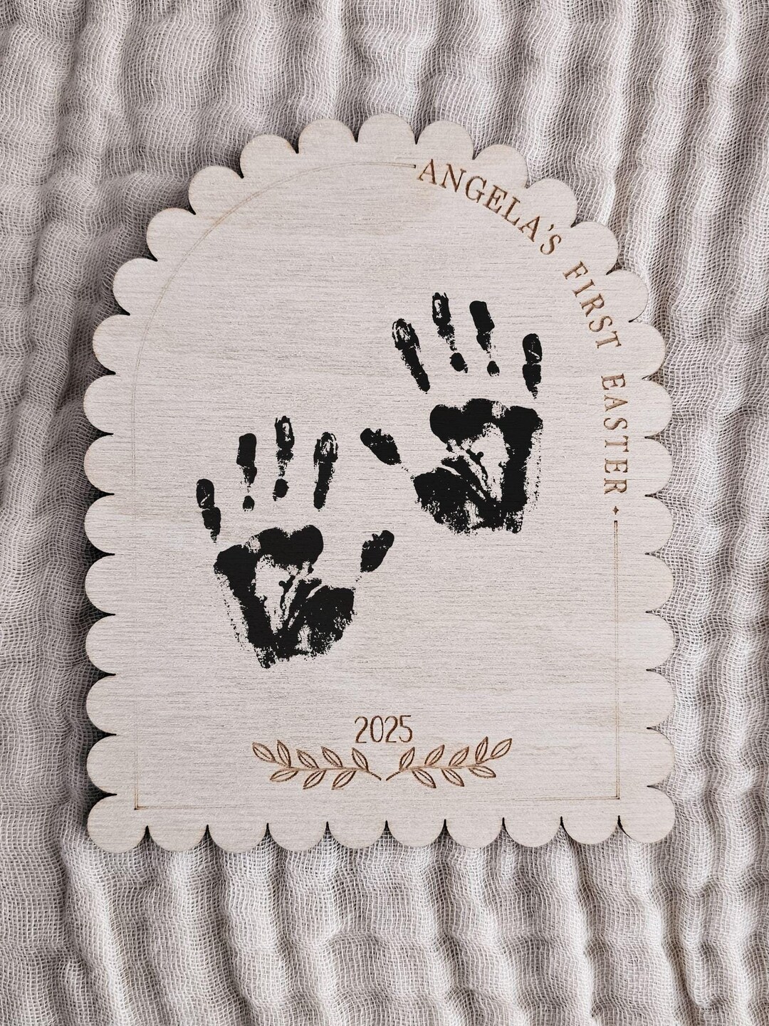 First Easter Baby Footprint Sign Wooden Baby Foot Print Keepsake Sign ...