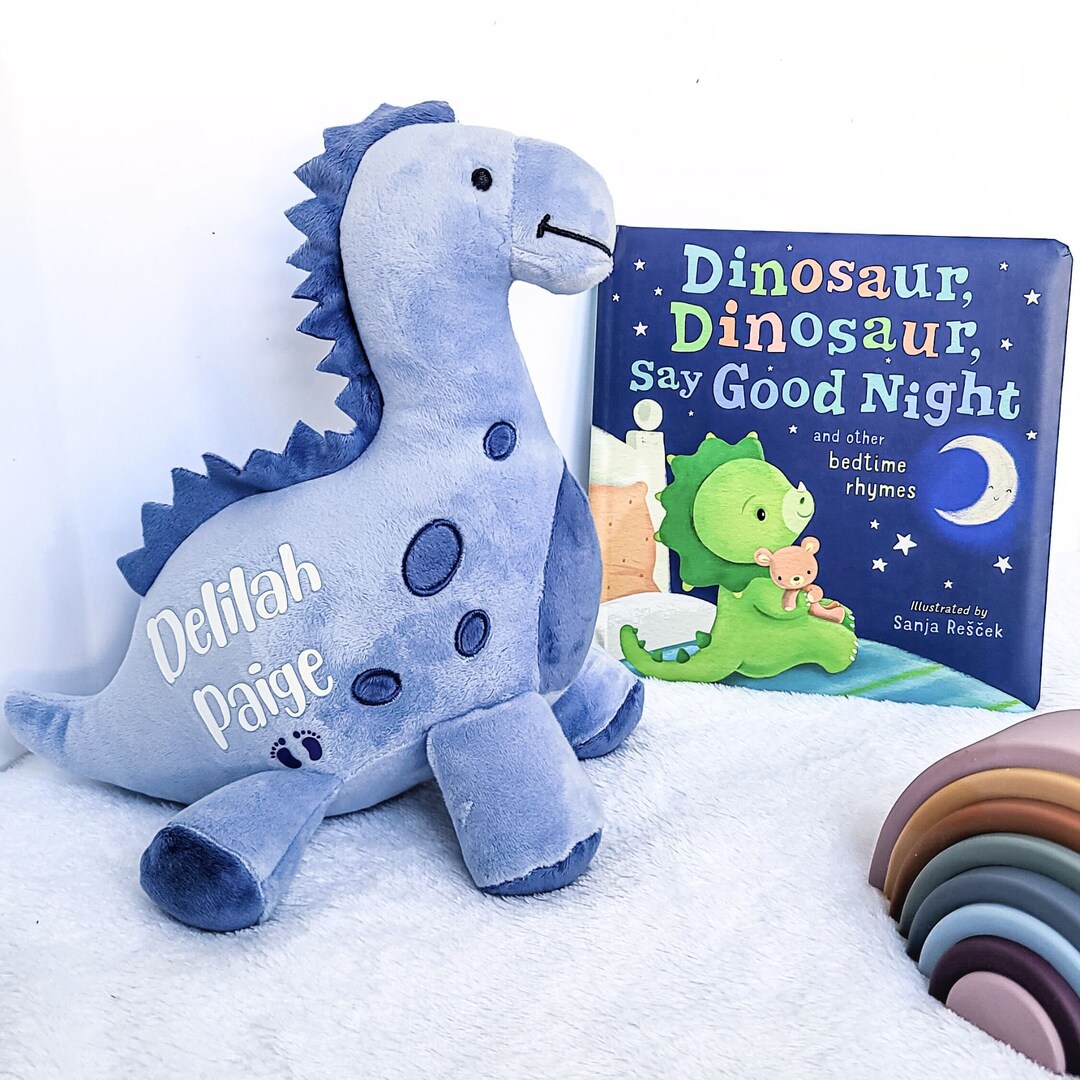 New Baby Gift Set for Newborn Birth Stats Dino Plush Toy Personalized ...