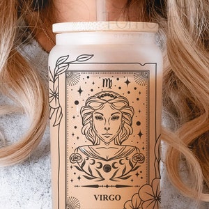 Zodiac Glass Cup Best Friend Gift Idea Celestial Glass Tumbler ...