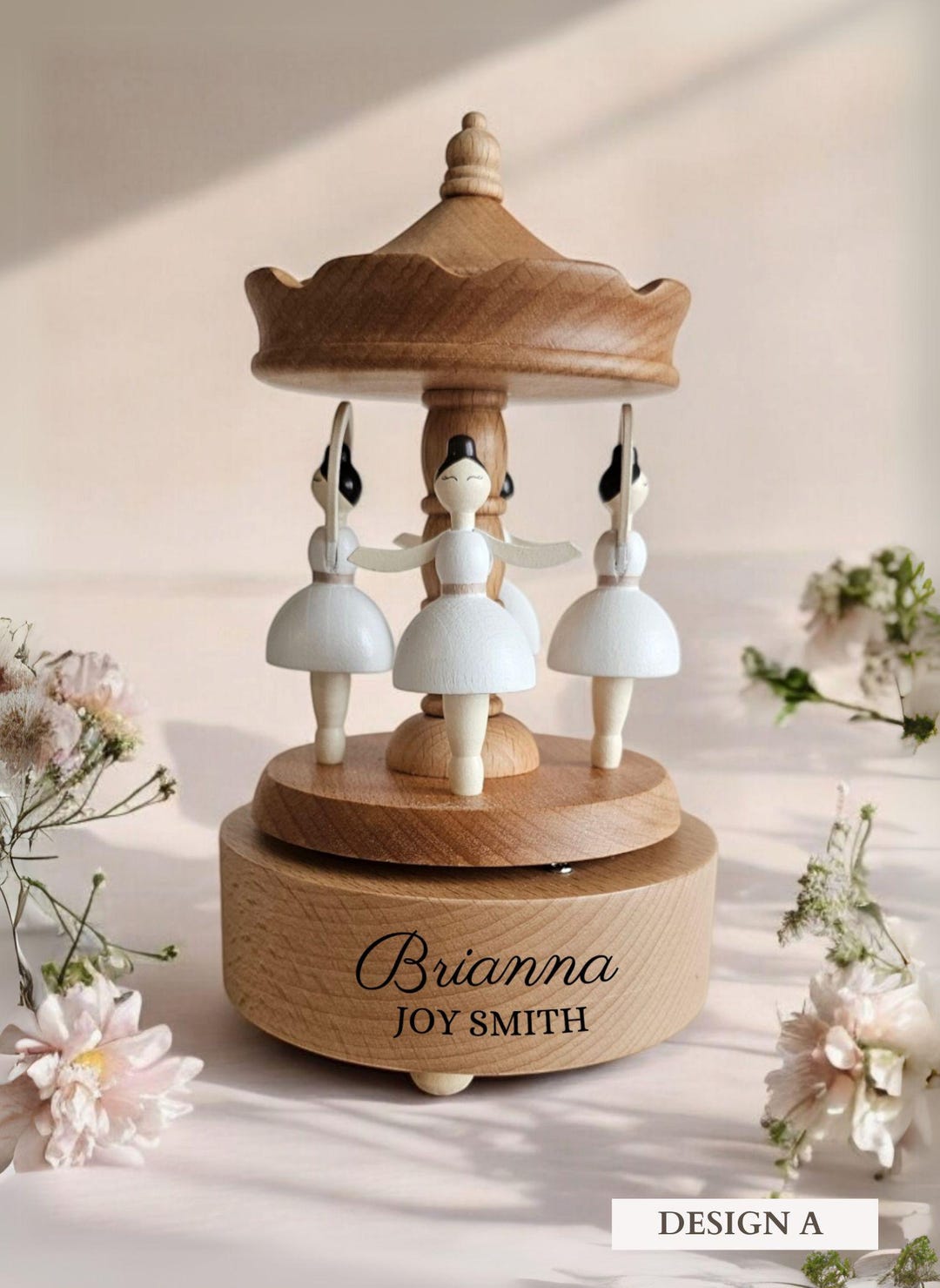Baby Music Box First Birthday Gift Keepsake for Girl Wooden Musical Box ...