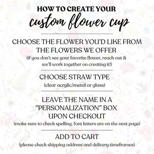 Personalized Floral Name Glass Cup Custom Birth Month Flower Gift ...