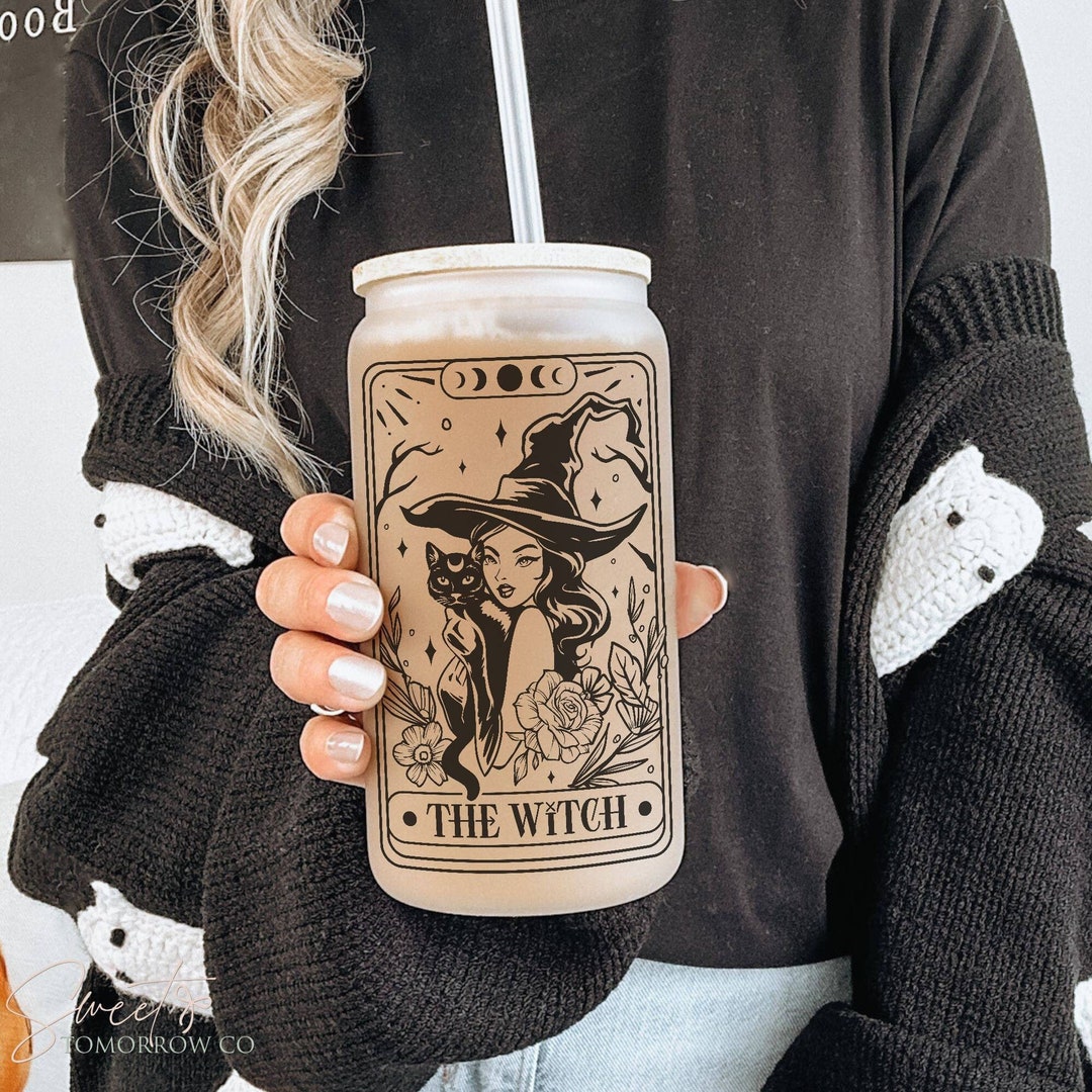 Witch Tarot Tumbler Iced Coffee Witch Cup Moon Witch Cup Crystals Tarot ...