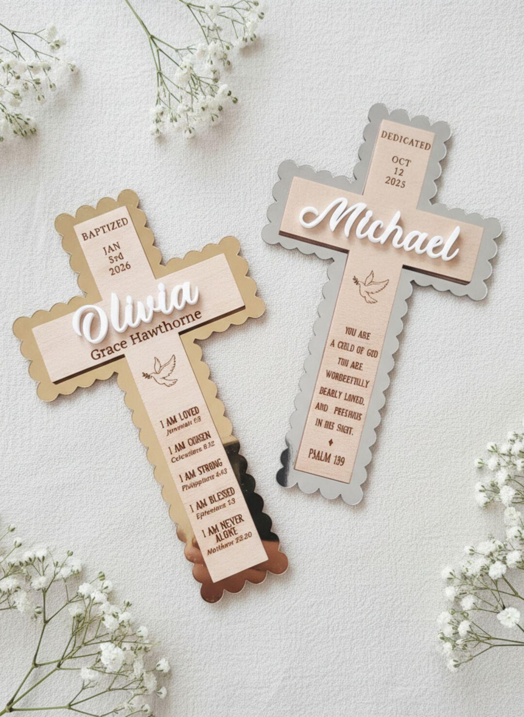 Christening Gift From Godparents Baptism Cross With Name for Baby Girl ...