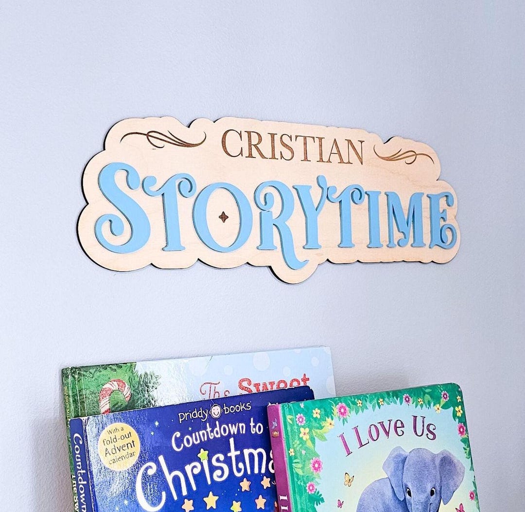 Storytime Sign for Kids Room Reading Wooden Sign for Toddler Boy Room ...