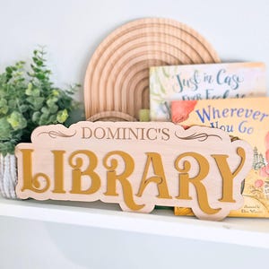 Custom Library Sign Kid Room Pastel Color Playroom Wall Sign Custom ...