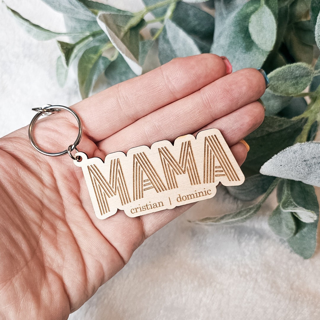 Retro Mama Keychain With Kids Names Personalized Mother's Day Gift ...