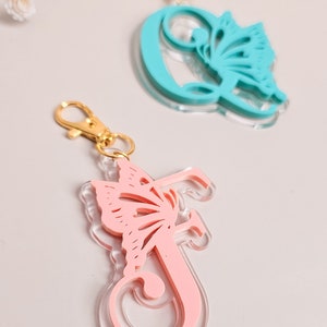 Initial Keychain for Kids Backpack Butterfly Key Charm Name Tag for ...
