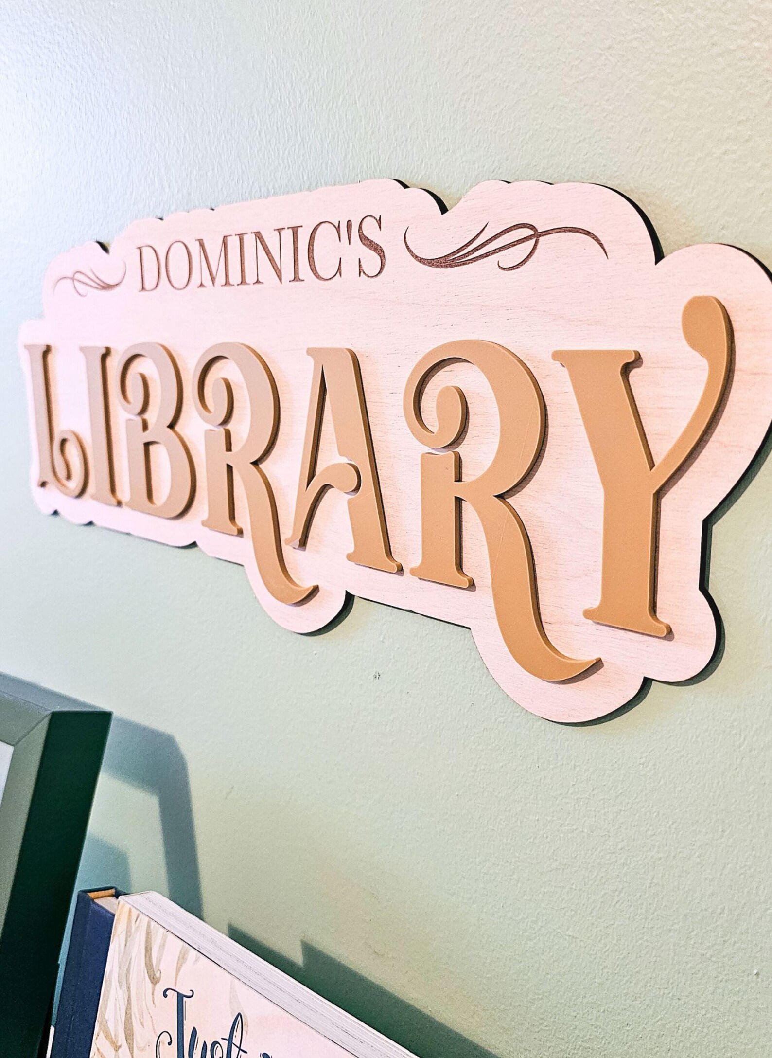Custom Library Sign Kid Room Pastel Color Playroom Wall Sign Custom ...