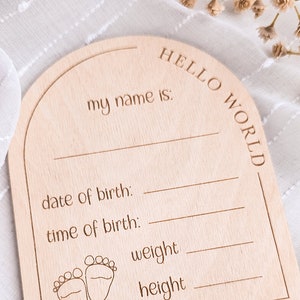 Hello World Wooden Baby Stats Sign for Hospital Birth Announcement New ...