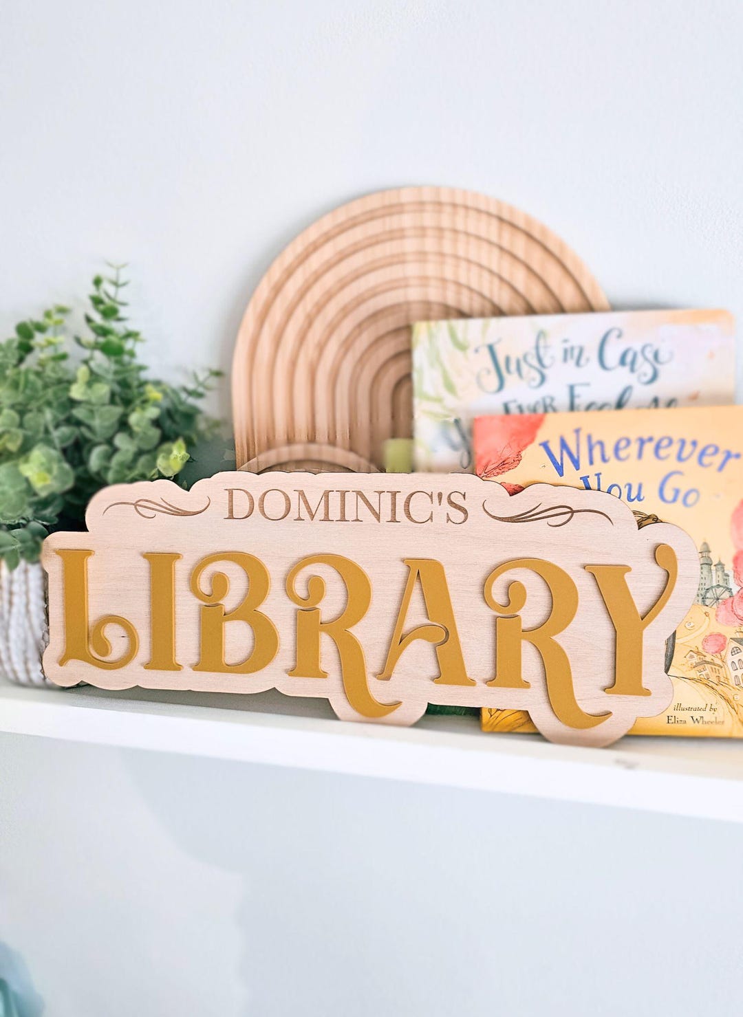 Wooden Reading Sign Personalized Toddler Room Name Sign Library Wood ...