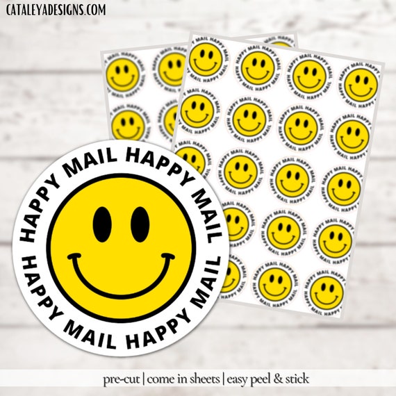 Happy Mail Smiley Face Emoji Packaging Stickers Sets for Small - Etsy