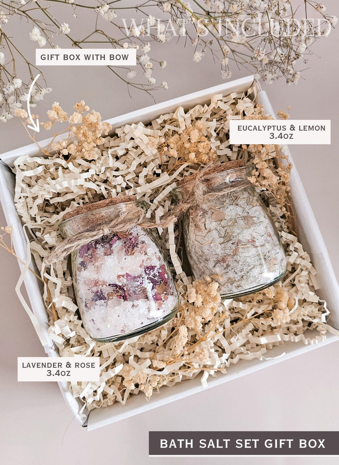 Natural Bath Soak Salt Spa Gift for Women Hug in a Box Sister Basket ...