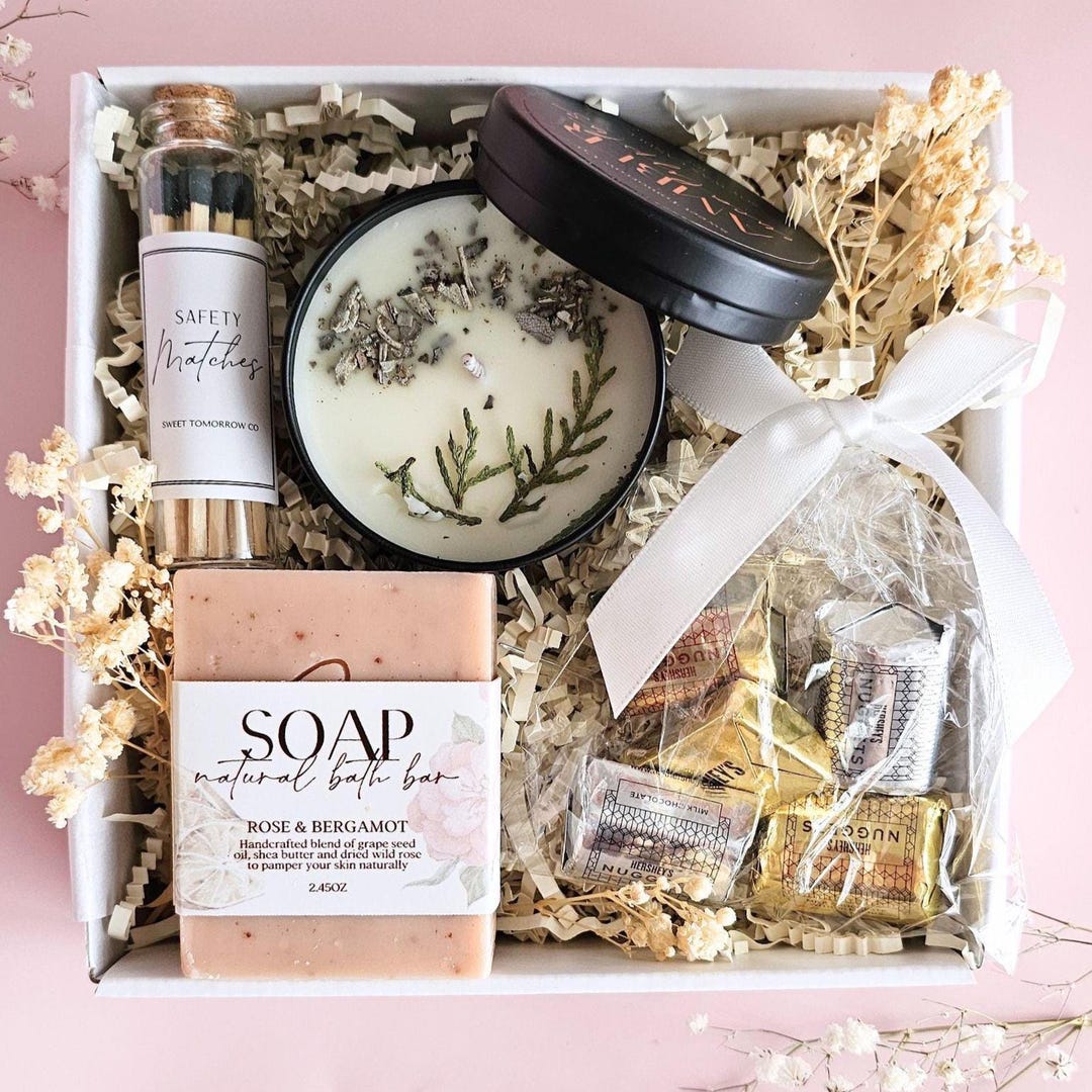 Natural Beauty Bundle Spa Day Present Basket With Candle Organic Soap ...