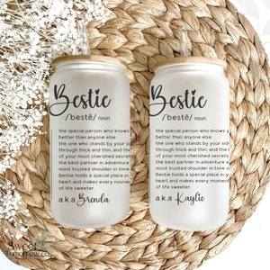 Bestie Glass Cup Personalized With Name Best Friend Gift Idea Friend's ...