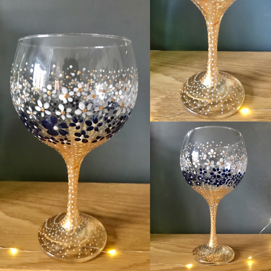 Beautiful Hand Painted Gin Balloon. Ideal Gift. Quirky and Unique. Gold ...
