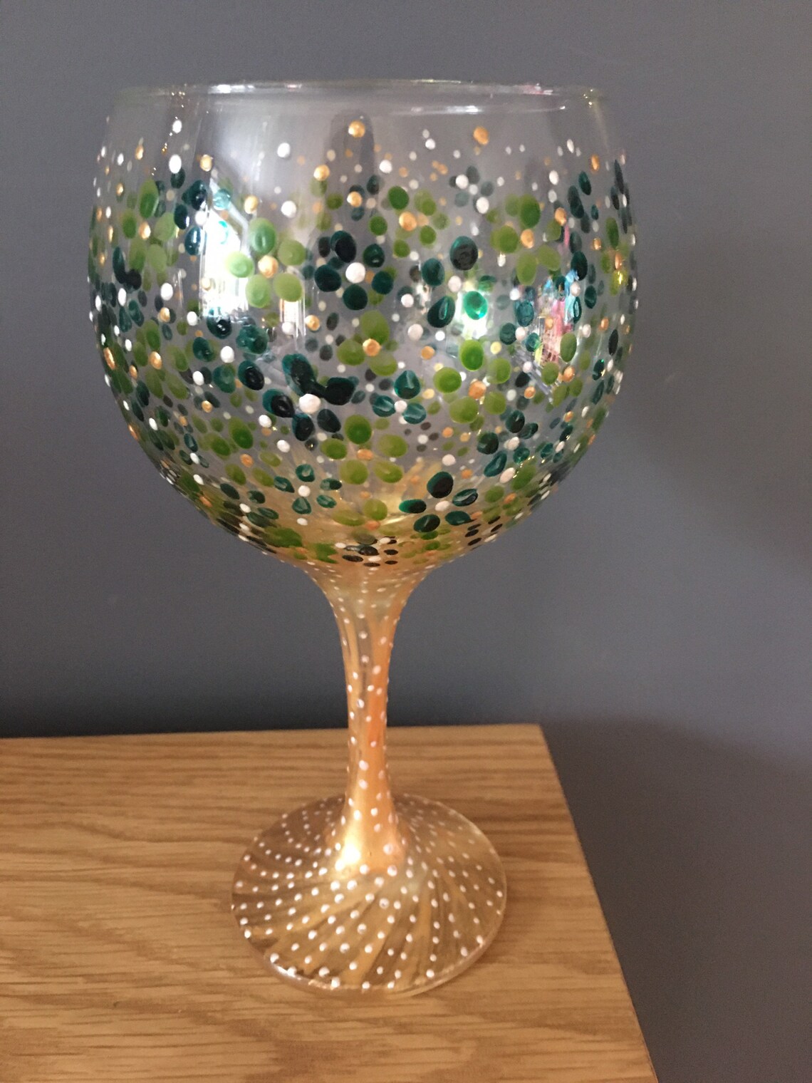 Greens and Gold. Beautiful Hand Painted Gin Balloon. Quirky - Etsy UK