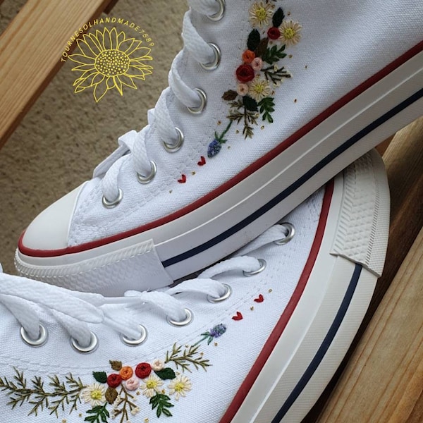 Embroidered Converse - Etsy