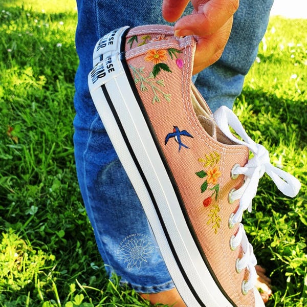 Embroidered Converse - Etsy