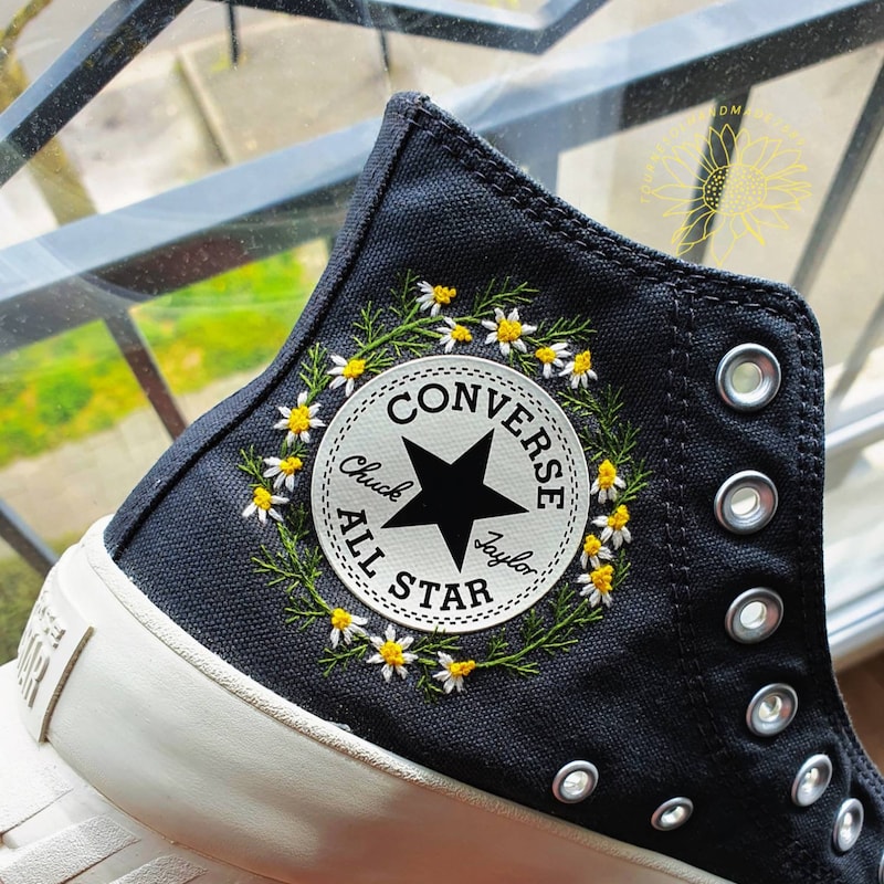 Embroidered Converse - Etsy