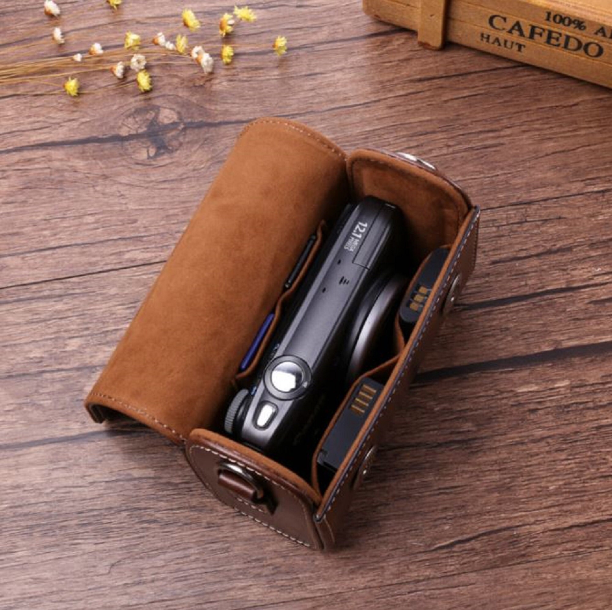 Camera Leather Case Pouch. Camera Bag With Shoulder Strap for Sony ...