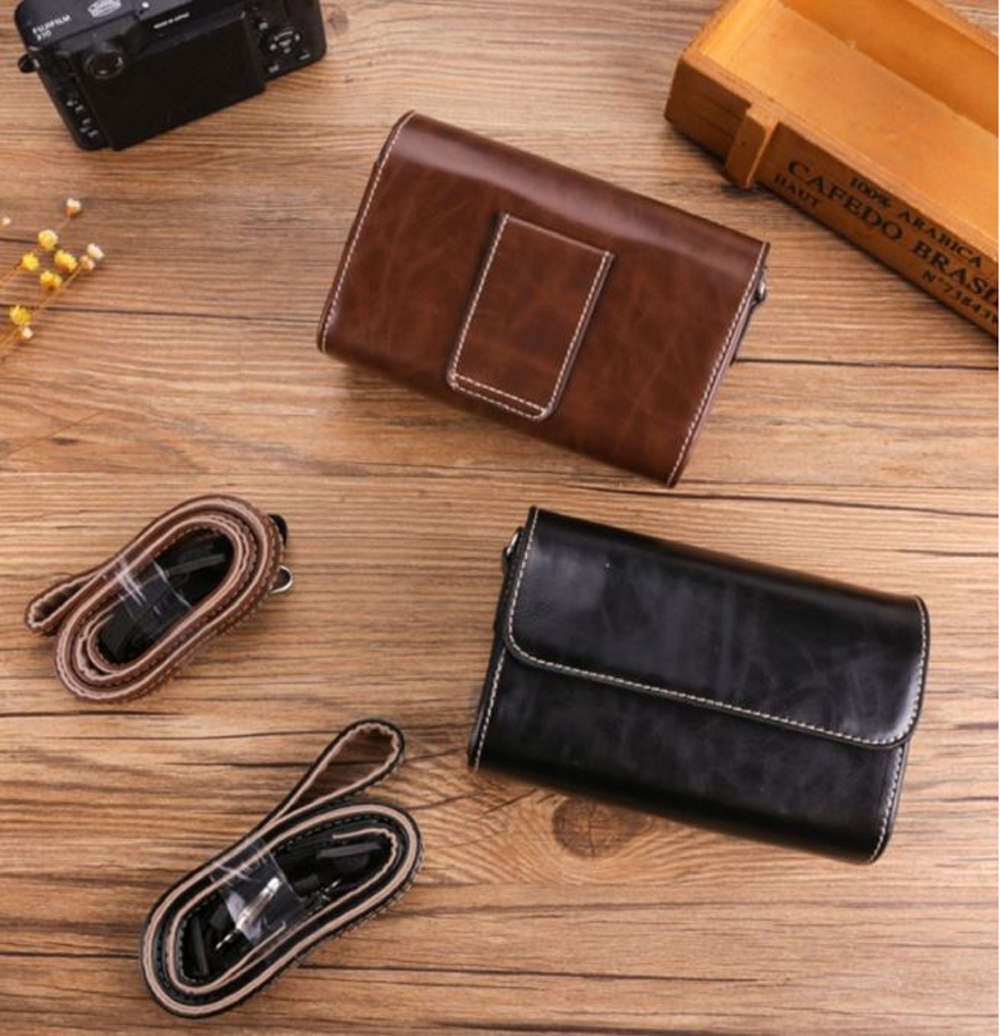 Camera Leather Case Pouch. Camera Bag With Shoulder Strap for Sony ...
