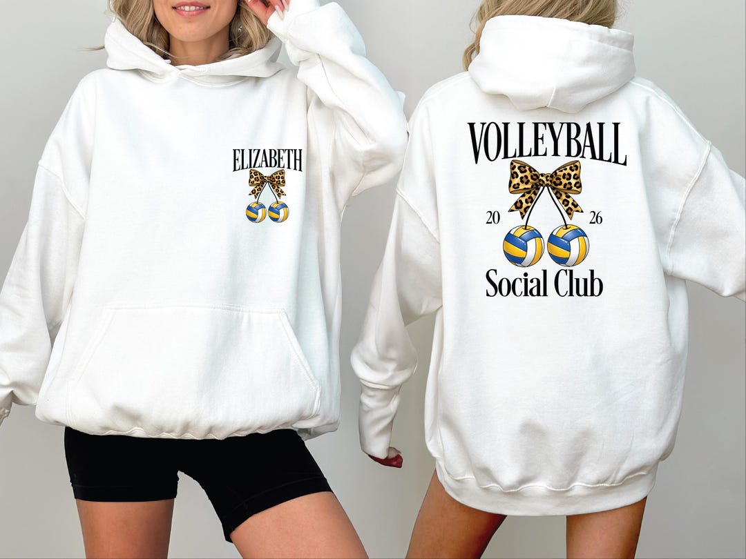 Personalized Volleyball Sweatshirt, Leopard Bow Volleyball Hoodie ...