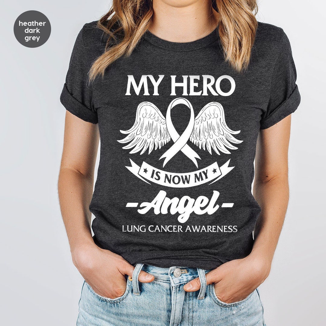 Lung Cancer Awareness Shirt, My Hero is Now My Angel Shirt, Cancer ...