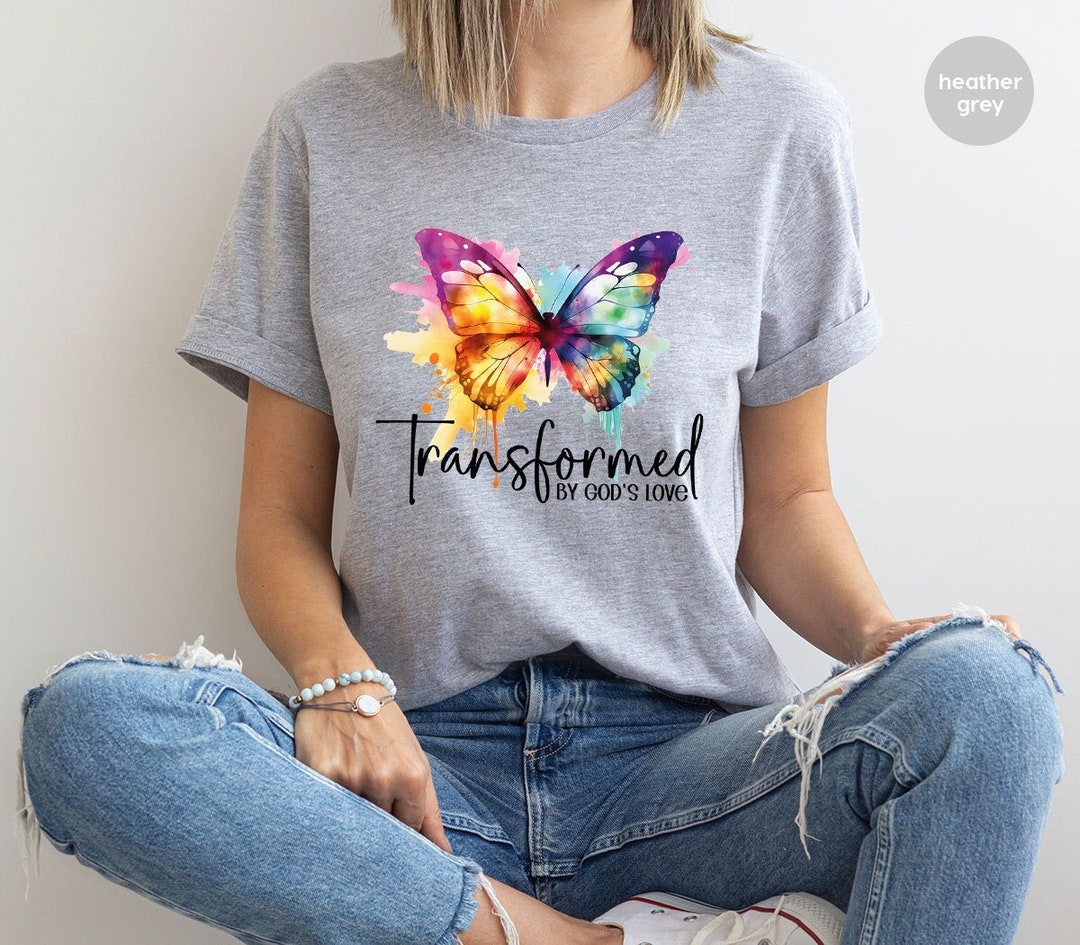 Inspirational T-shirt, Christian Gifts, Butterfly Tshirt, Bible Verse ...