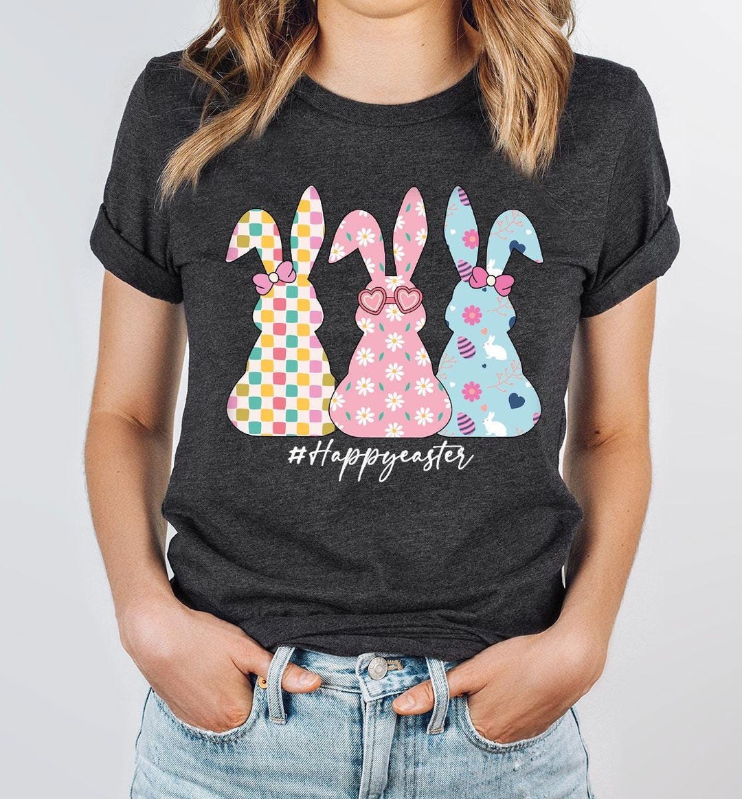 Happy Easter Shirt, Bunny Shirt, Floral Easter Bunny Shirt, Watercolor ...