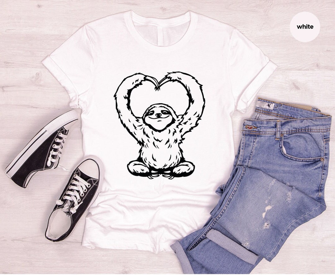 Funny Sloth Clothing, Cute Animal Toddler Shirts, Sloth Heart Graphic ...