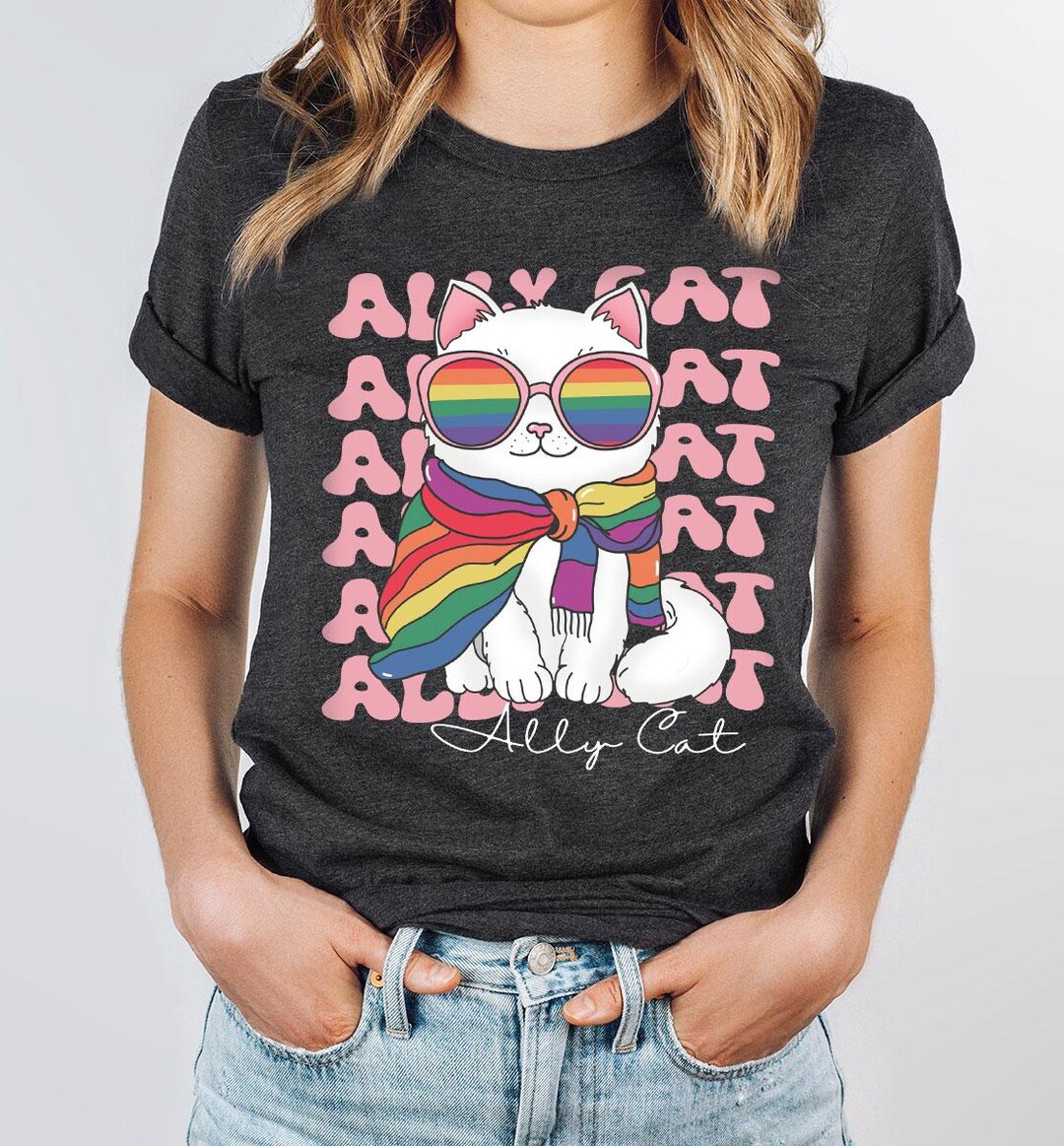 Pride Cat Shirt, LGBT Cat Shirt, LGBTQ Cat Shirt, Cat Rainbow T-shirt ...