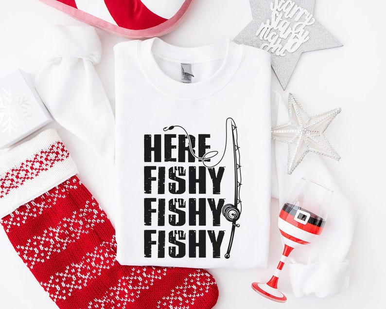 Here Fishy Fishy Sweatshirt, Funny Fishing Hoodie for Women, Cute Pink ...
