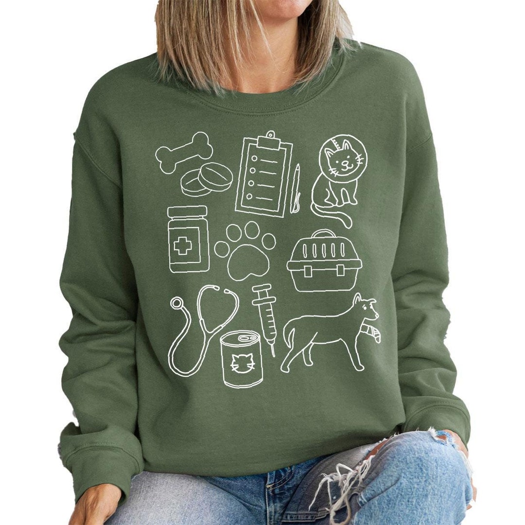 Cute Veterinarian Sweatshirt, Veterinary Clothing, Animals Graphic ...