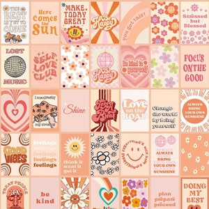 100 Pcs Groovy Pastel Aesthetic, Pastel Pink Photo Collage Prints ...