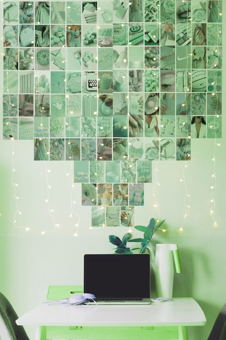 100pcs Mint Green Wall Collage Kit Green Aesthetic Wall | Etsy